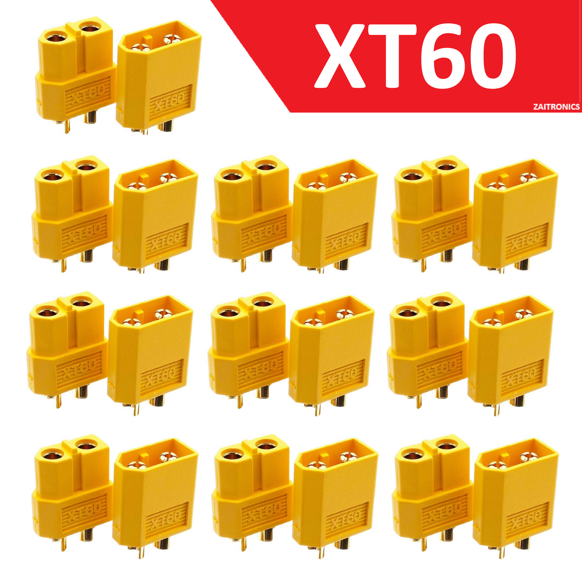 XT60 10 Pack Of Male Female Connector Pairs (5 Pairs) – Zaitronics