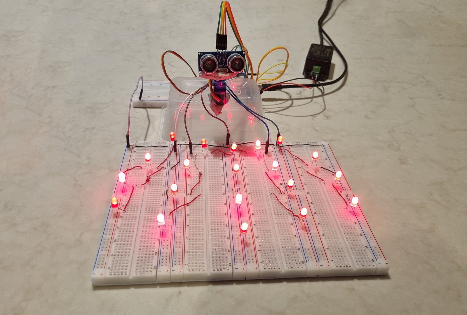 Led Radar Using Ultrasonic Distance Measuring Sensor And Servo Zaitronics
