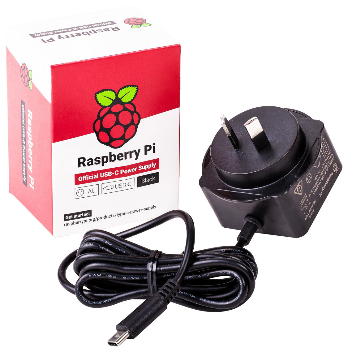 Raspberry Pi 4 Power Supply Australia | Official Black USB-C 15W ...