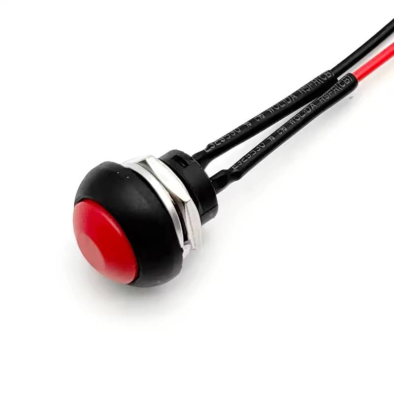 Pre-Wired Red Momentary Push Button Switch – ON/OFF 12mm – Zaitronics