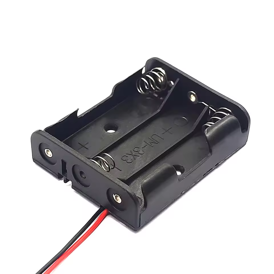 3 × AA Battery Holder Case with Leads – Zaitronics